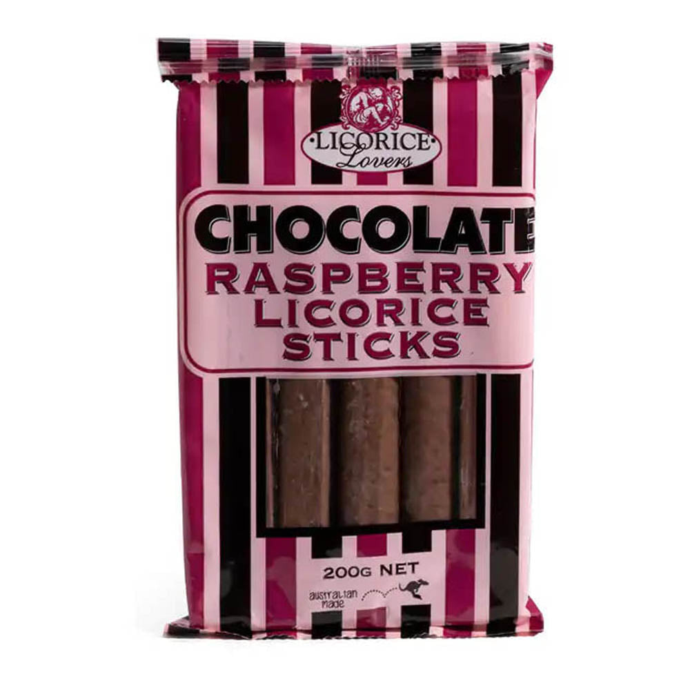 Licorice Lovers Raspberry Chocolate Coated Licorice Sticks 200G ( BB 0 ...